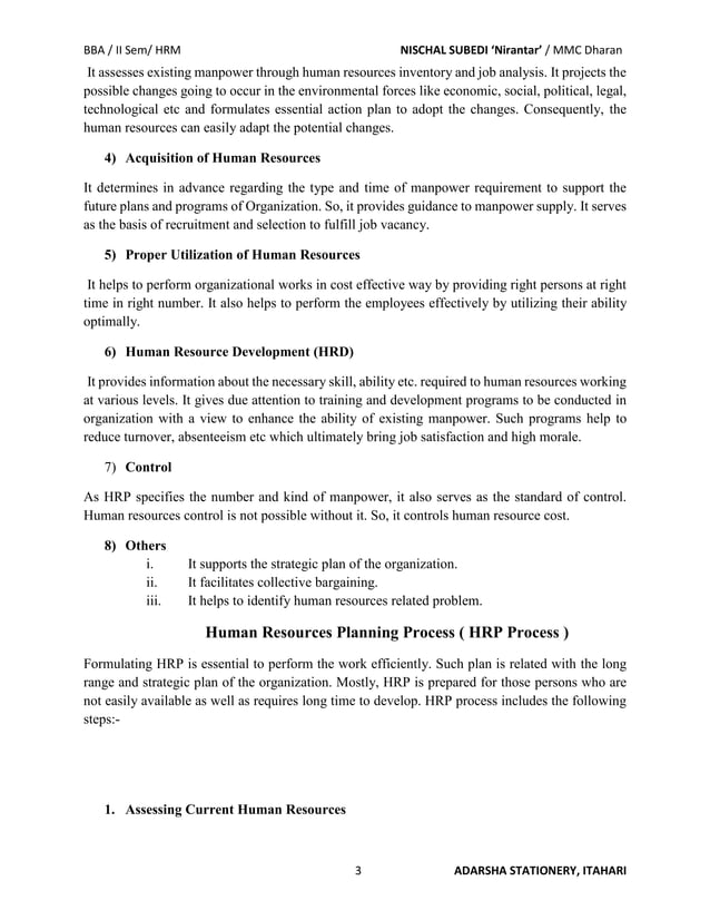 HRM Unit - 2 BBA HRP.docx notes of human resource management | PDF