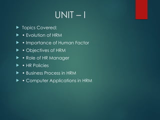 HRM UNIT - I about Hrm human resources management.pptx