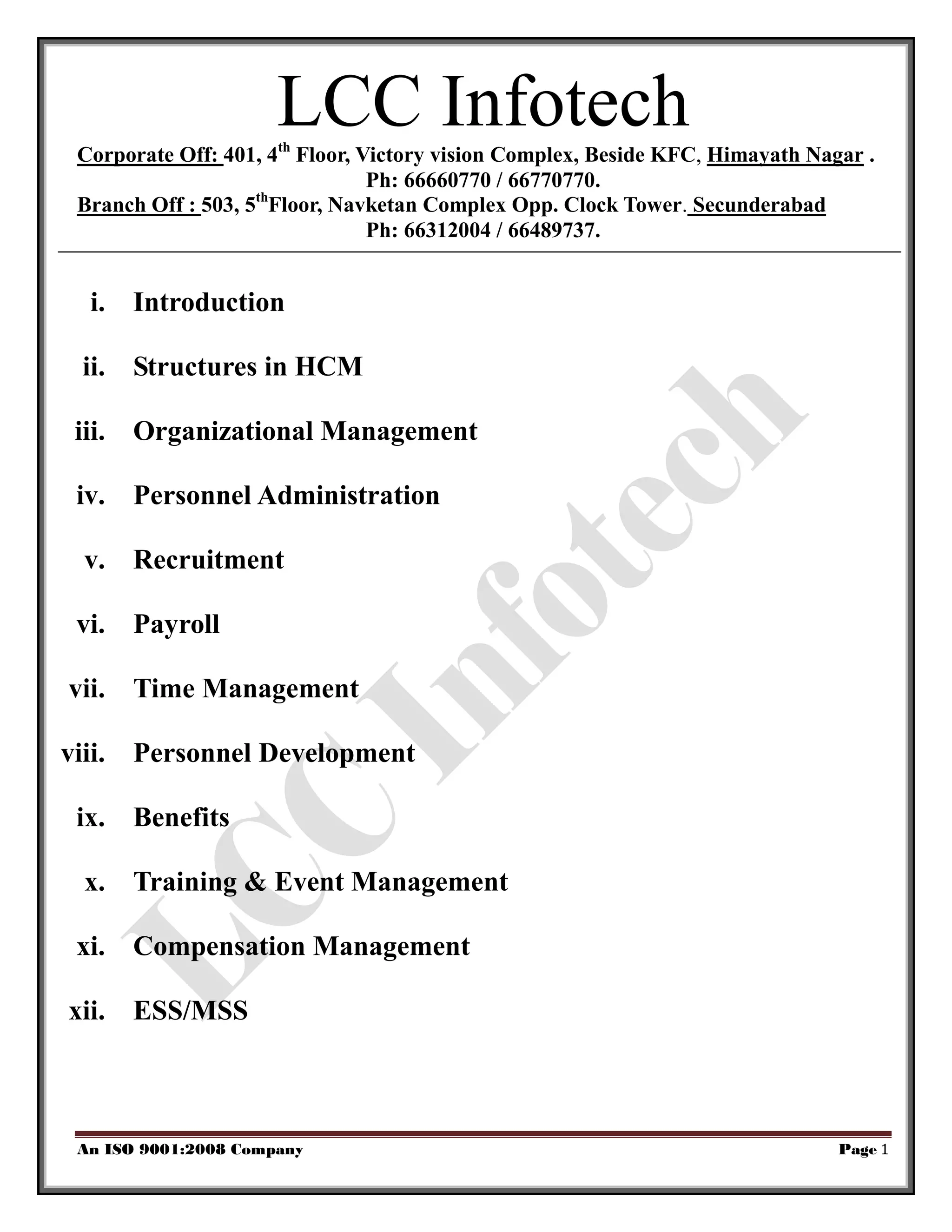 SAP HCM from LCC Infotech,Hyderabad | PDF | Human Resources | Business