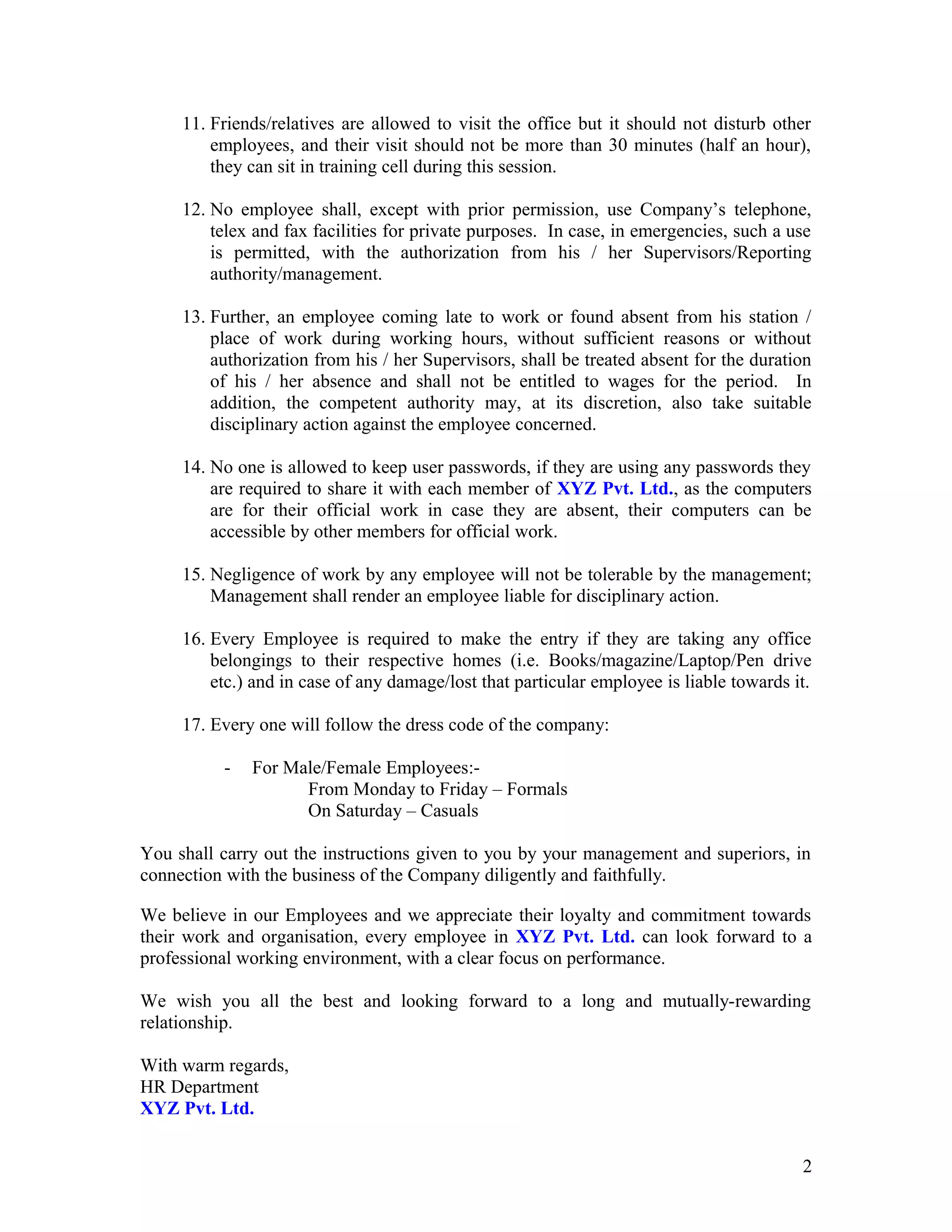 Hr office rules | DOC