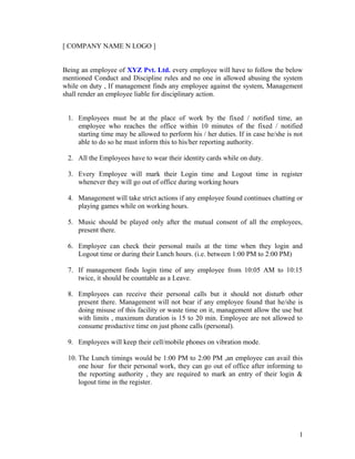 Hr office rules | DOC