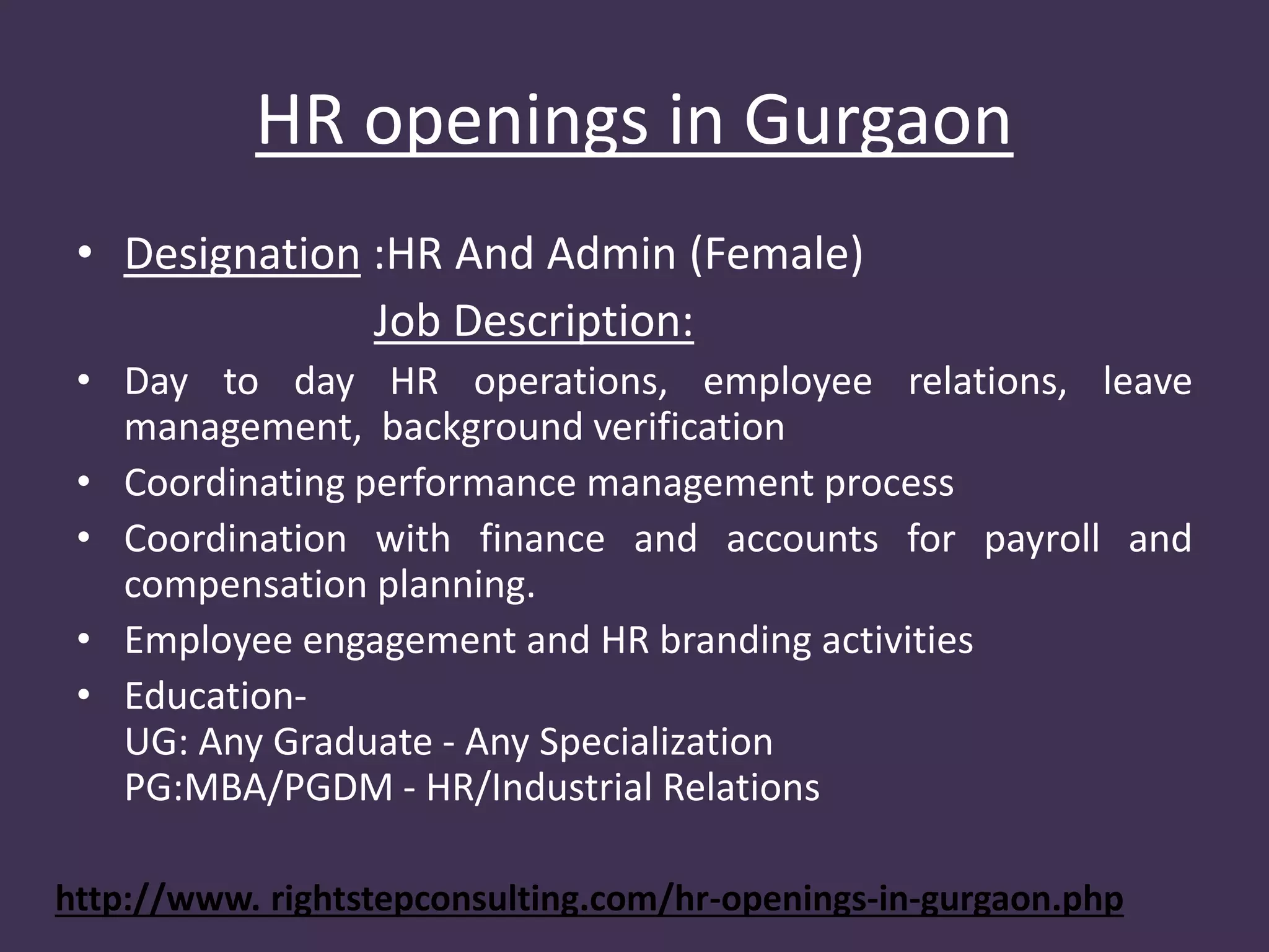 Hr openings in gurgaon | PPTX