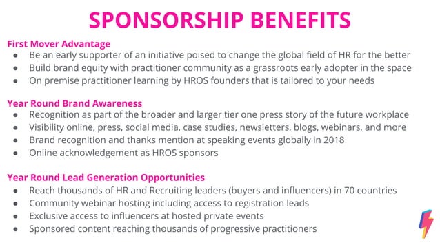 HR Open Source Sponsorship Prospectus 2018 | PPT