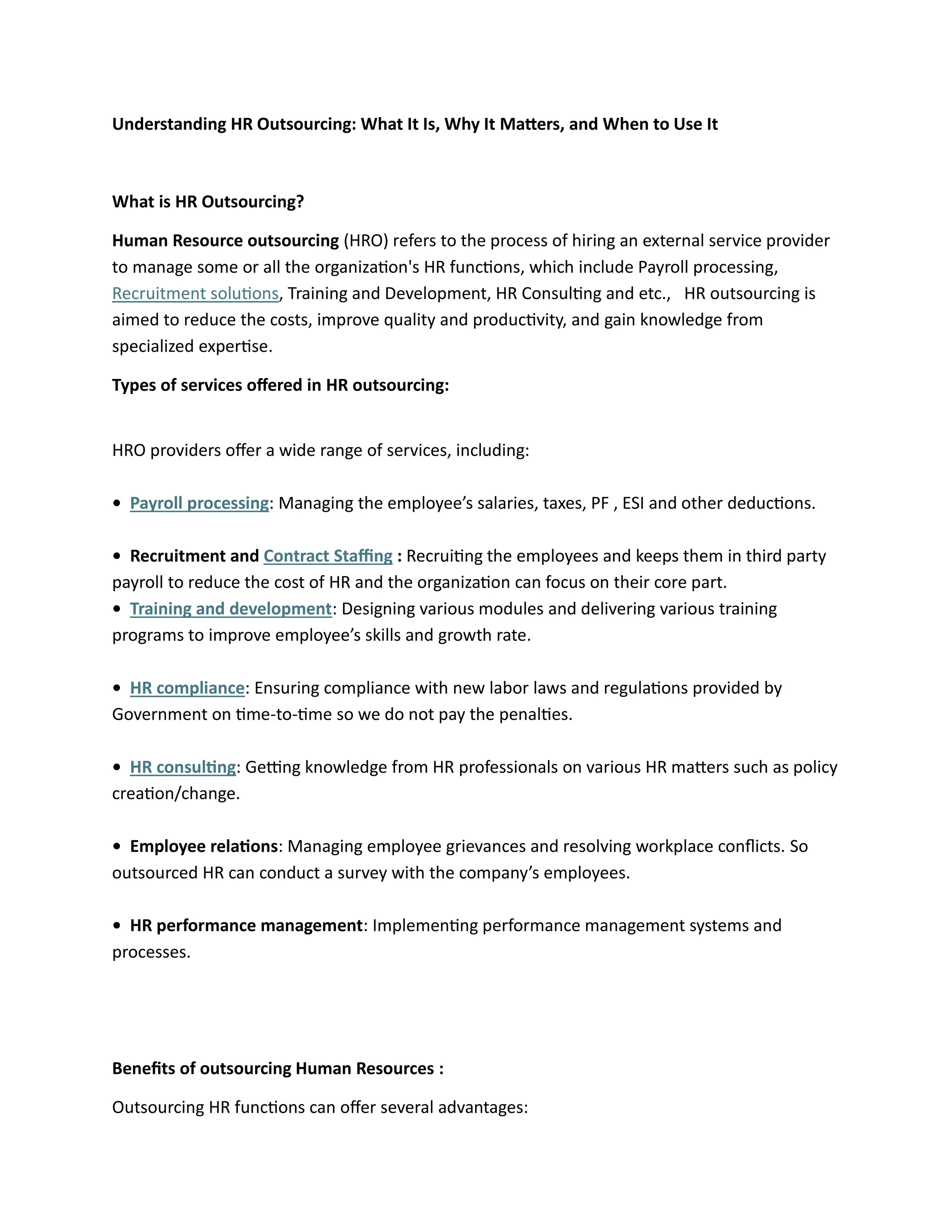 Understanding HR Outsourcing: What It Is, Why It Matters, and When to ...