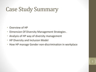 Managing Diversity at Workplace: A Case Study of Hp | PPTX