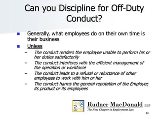 HRPA Hamilton: Managing Off-duty Conduct | PPT