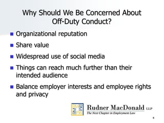 HRPA Hamilton: Managing Off-duty Conduct | PPT