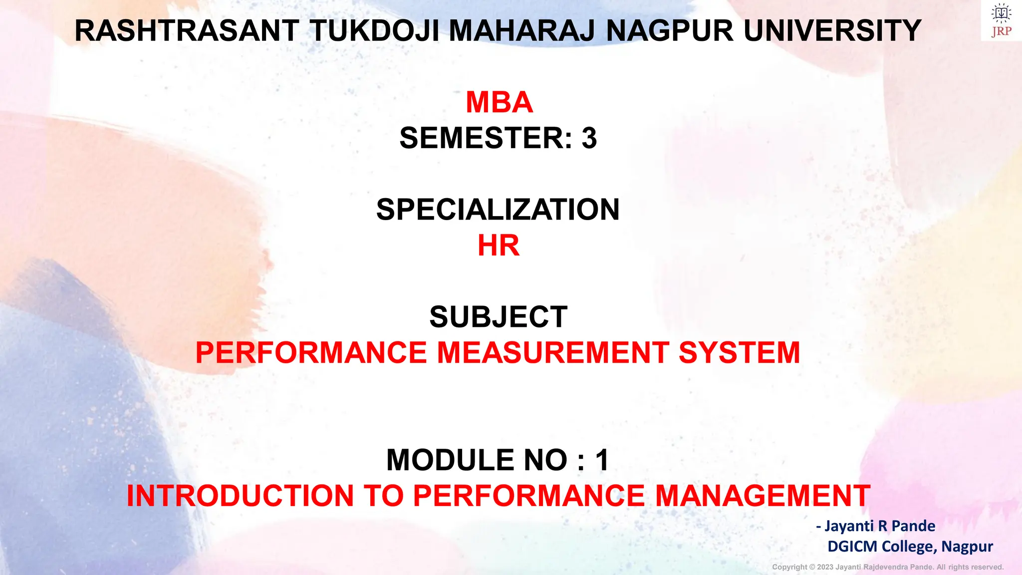 HR Paper 2 Module 1 INTRODUCTION TO PERFORMANCE MEASUREMENT .pdf