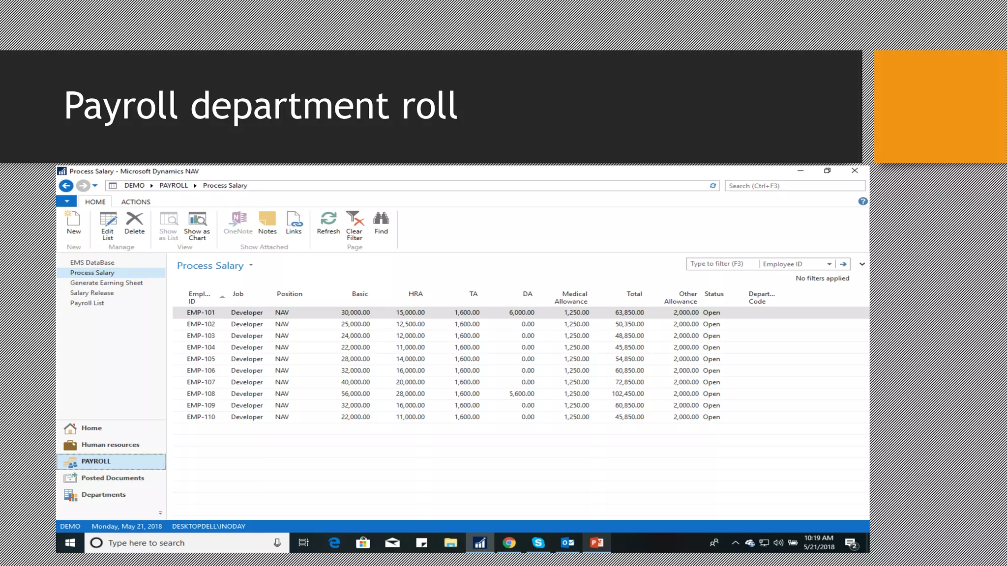 Payroll & HRMS for Microsoft Dynamics NAV | PPTX | Human Resources | Business