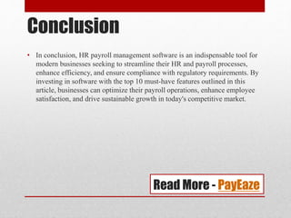 The Top 10 Features of HR Payroll Management Software! | PPT
