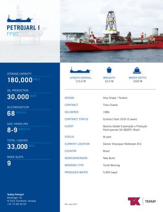 Petrojarl 1 Fact Sheet | PDF