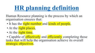 HR Planning .pptx a presentation about HR Planning and its process | PPT