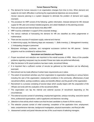 Hr planning, recruitment and selection | DOCX