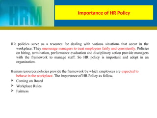 Presentation on HR policy in an organization | PPTX