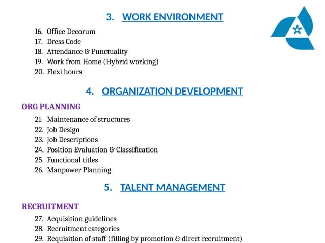 HR Policy framework to learn HR policies | PPT