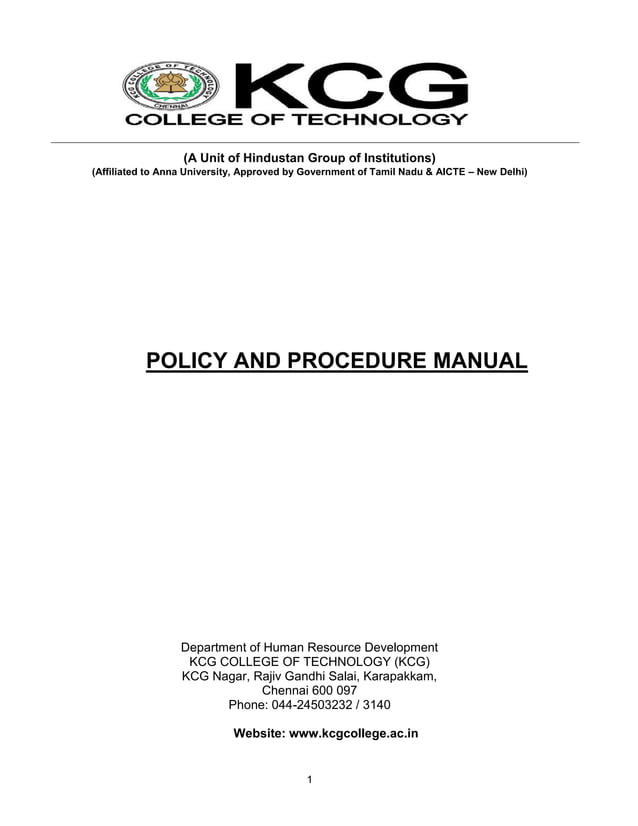 Hr policy hand book kcg | PDF
