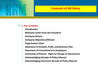 HR policy in HRm at BIM (lecture_03 class) | PPT