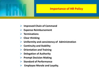 Hr policy hrm lecture | PPT