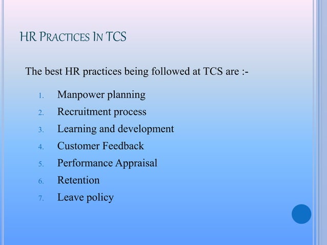 Hr practices in tcs | PPTX