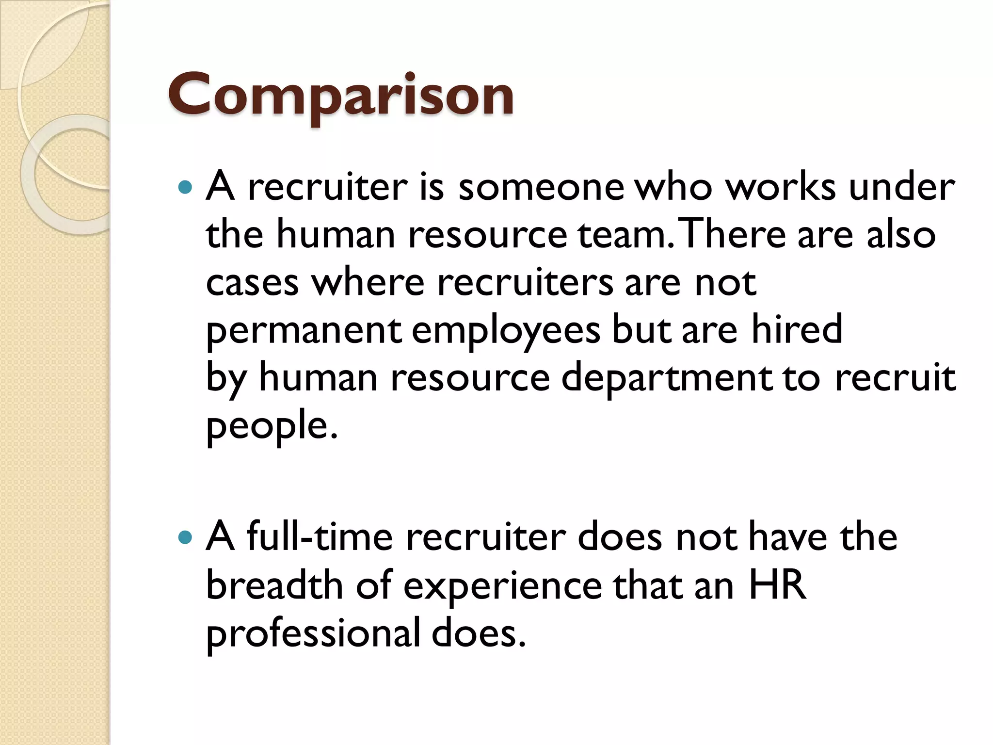 Hr professionals vs recruiters Complete Guide | PDF