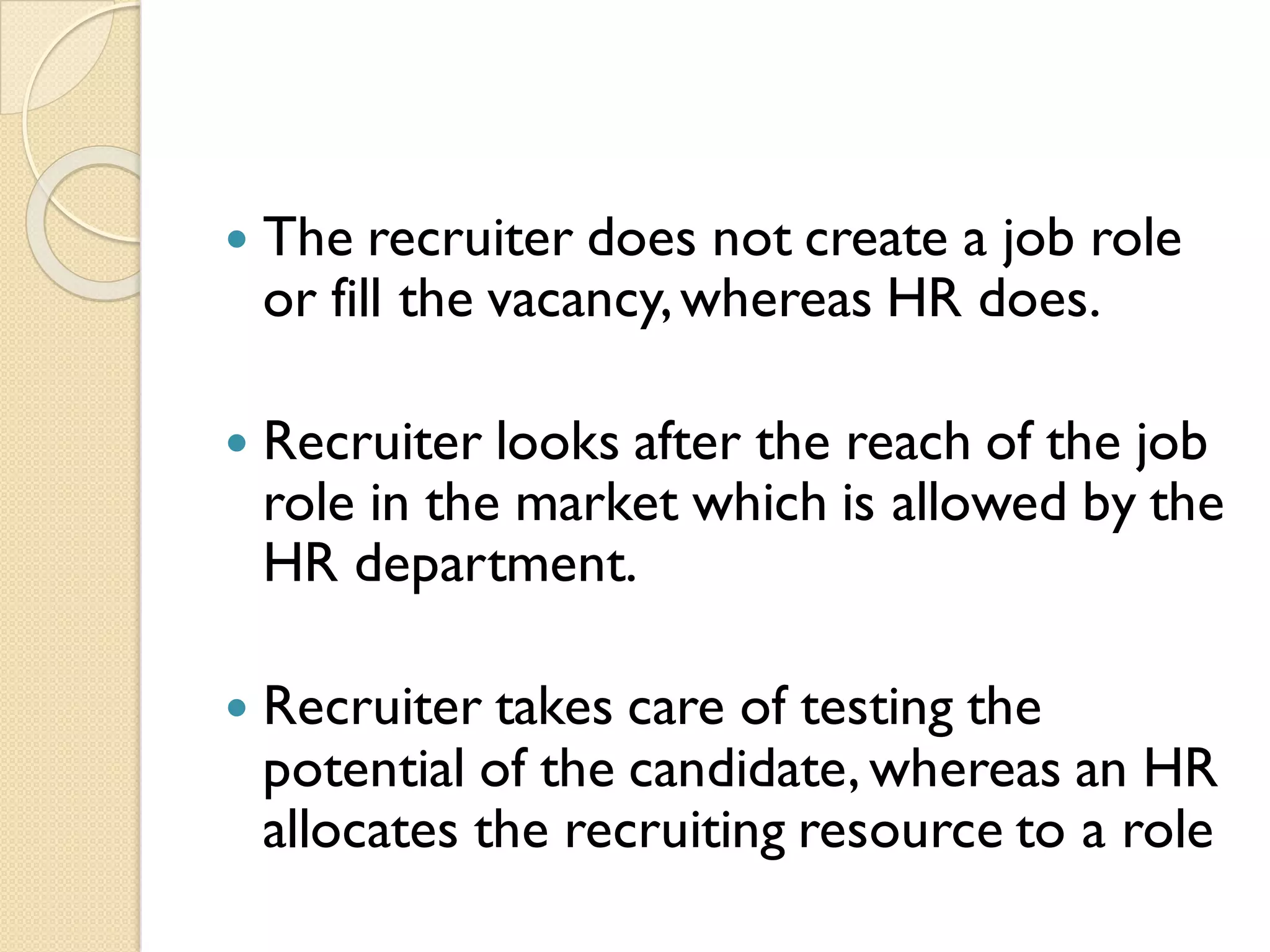 Hr professionals vs recruiters Complete Guide | PDF