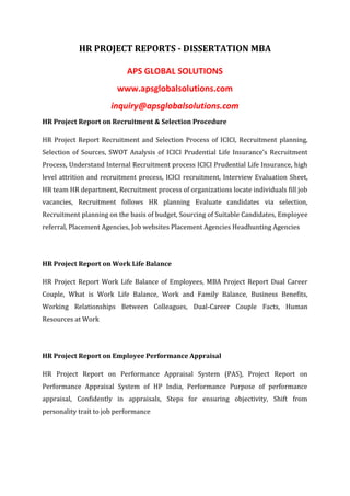 HR PROJECT REPORT - DISSERTATION HELP MBA | PDF