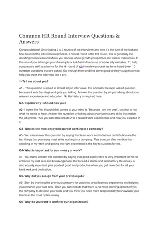 Hr questions | PDF | Free Download
