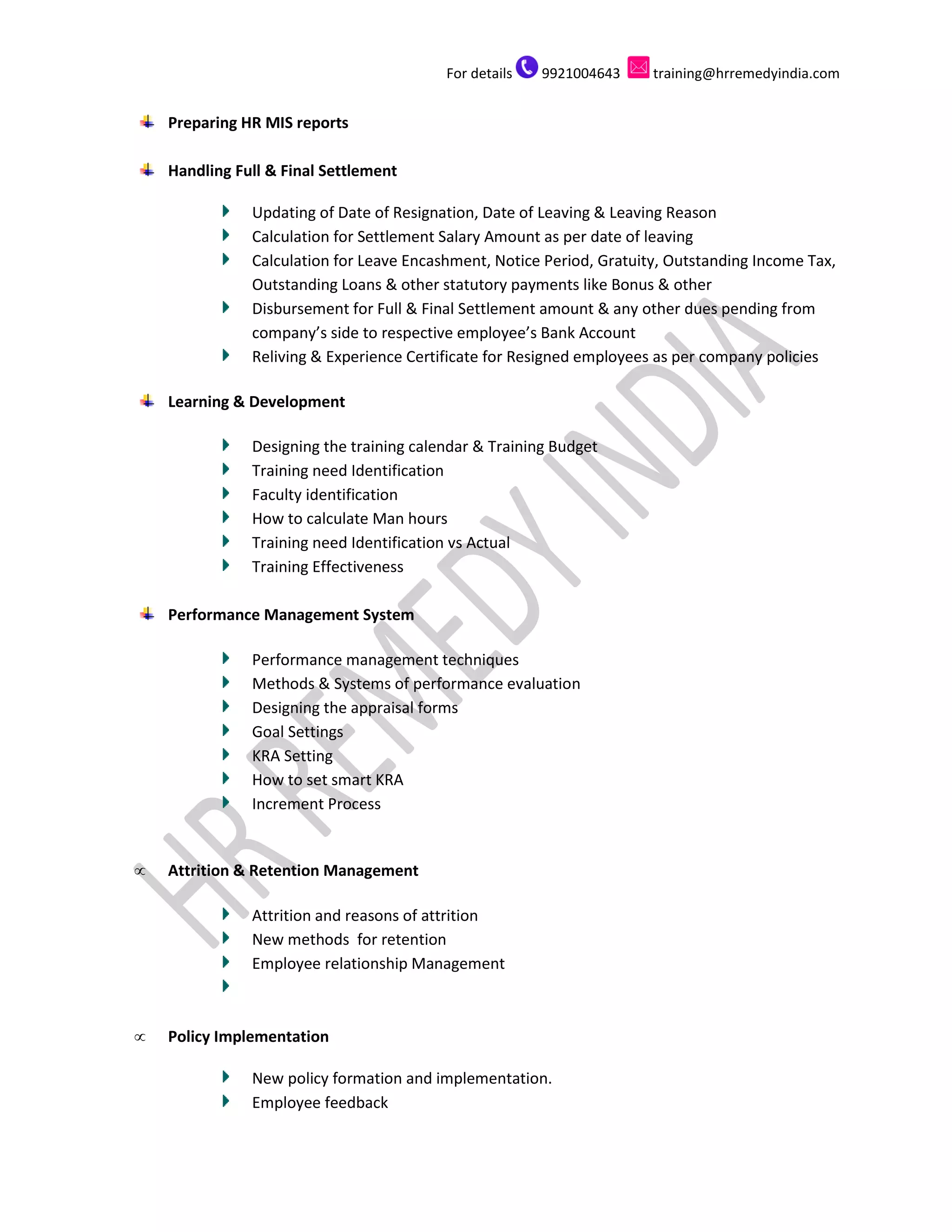 Hr remedy india hr training syllabus | PDF