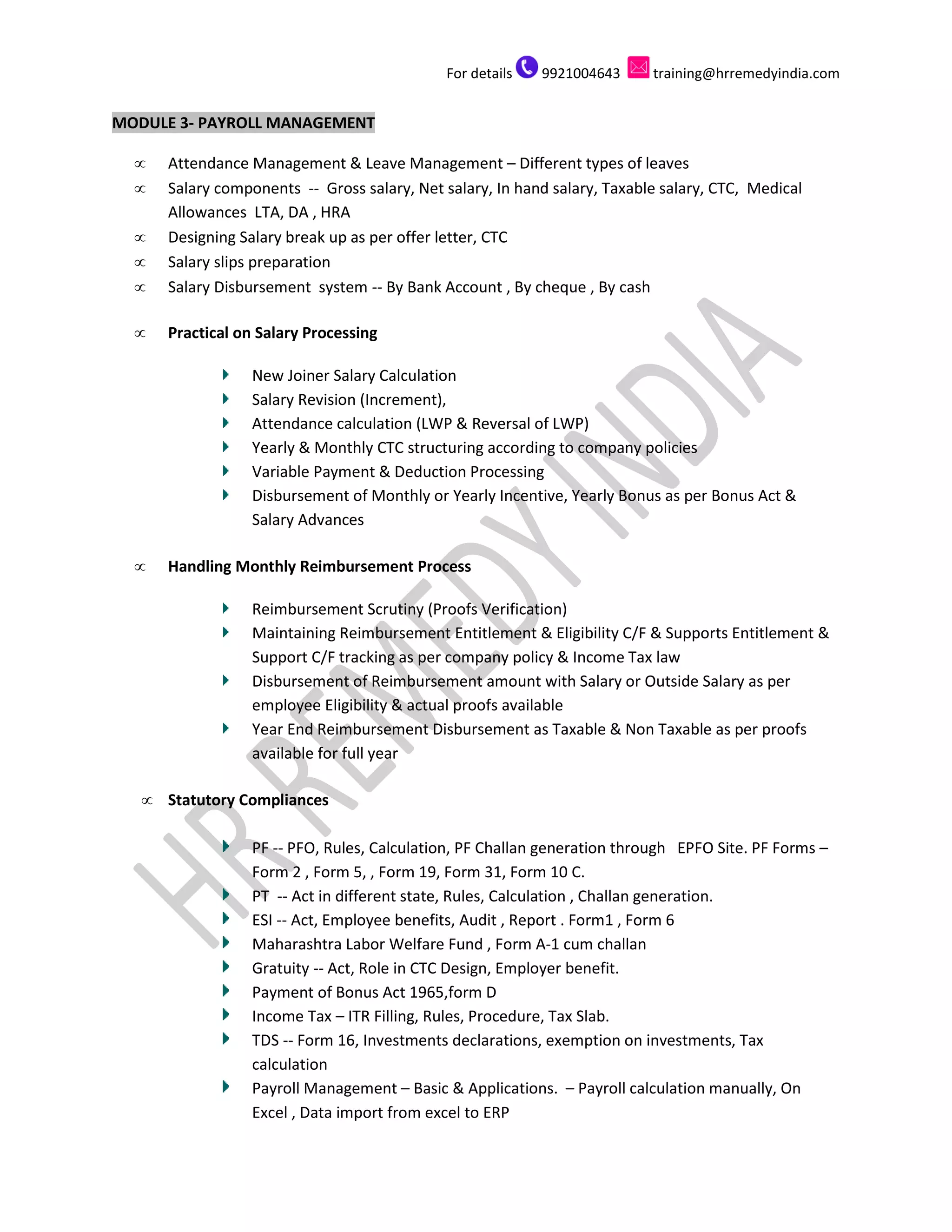 Hr remedy india hr training syllabus | PDF