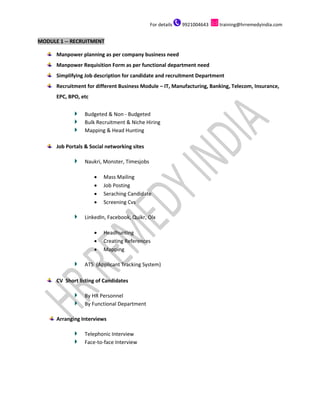 Hr remedy india hr training syllabus | PDF