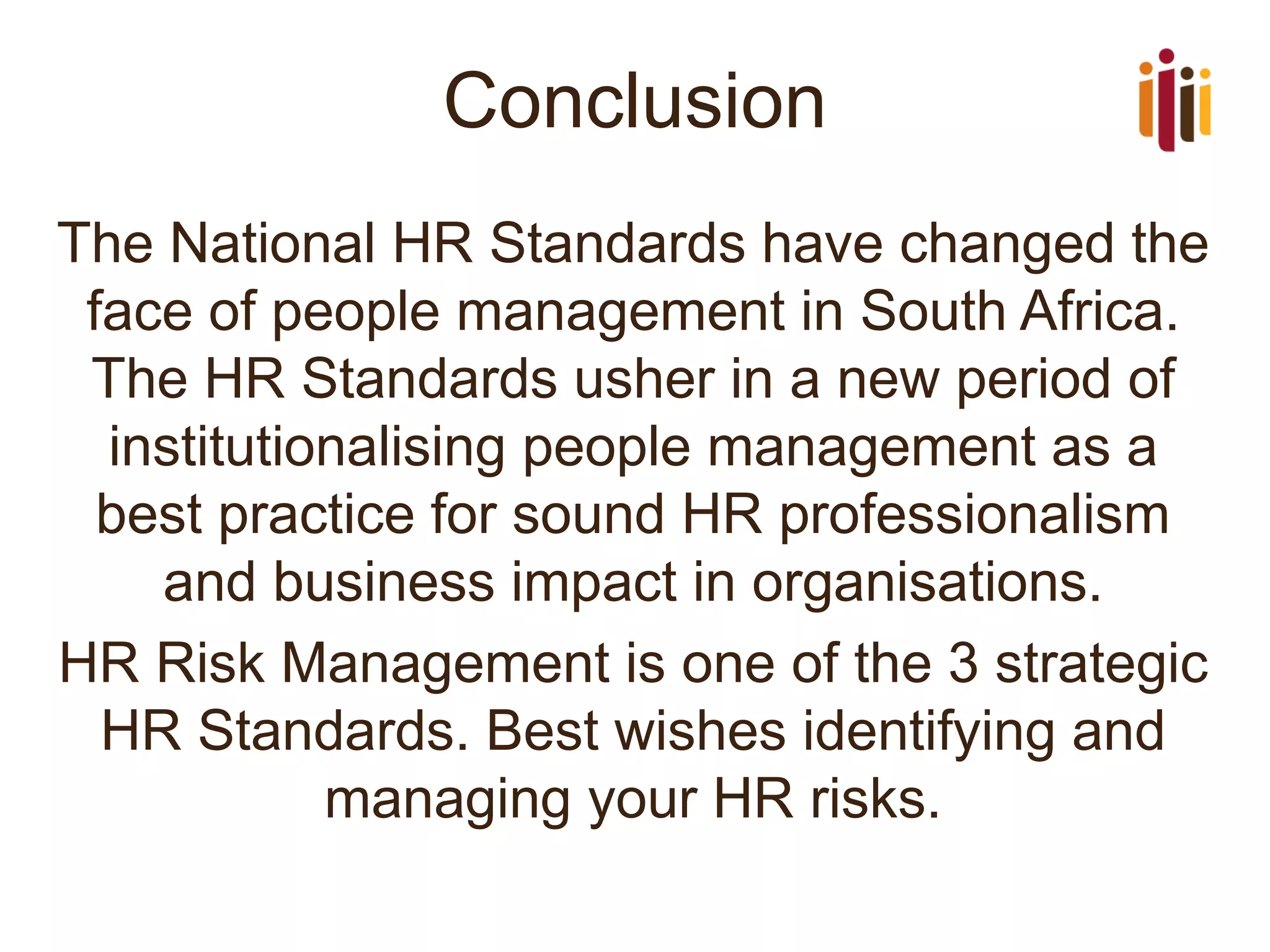 The National Standard on HR Risk Management | PDF