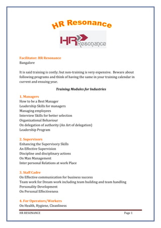 Types of Training Modules for various cadres | PDF
