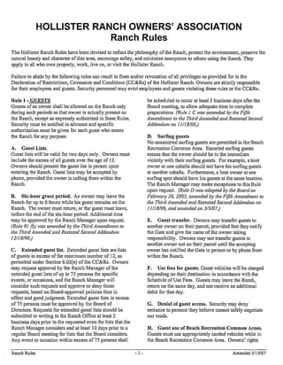 Hollister Ranch - The Ranch Rules | PDF