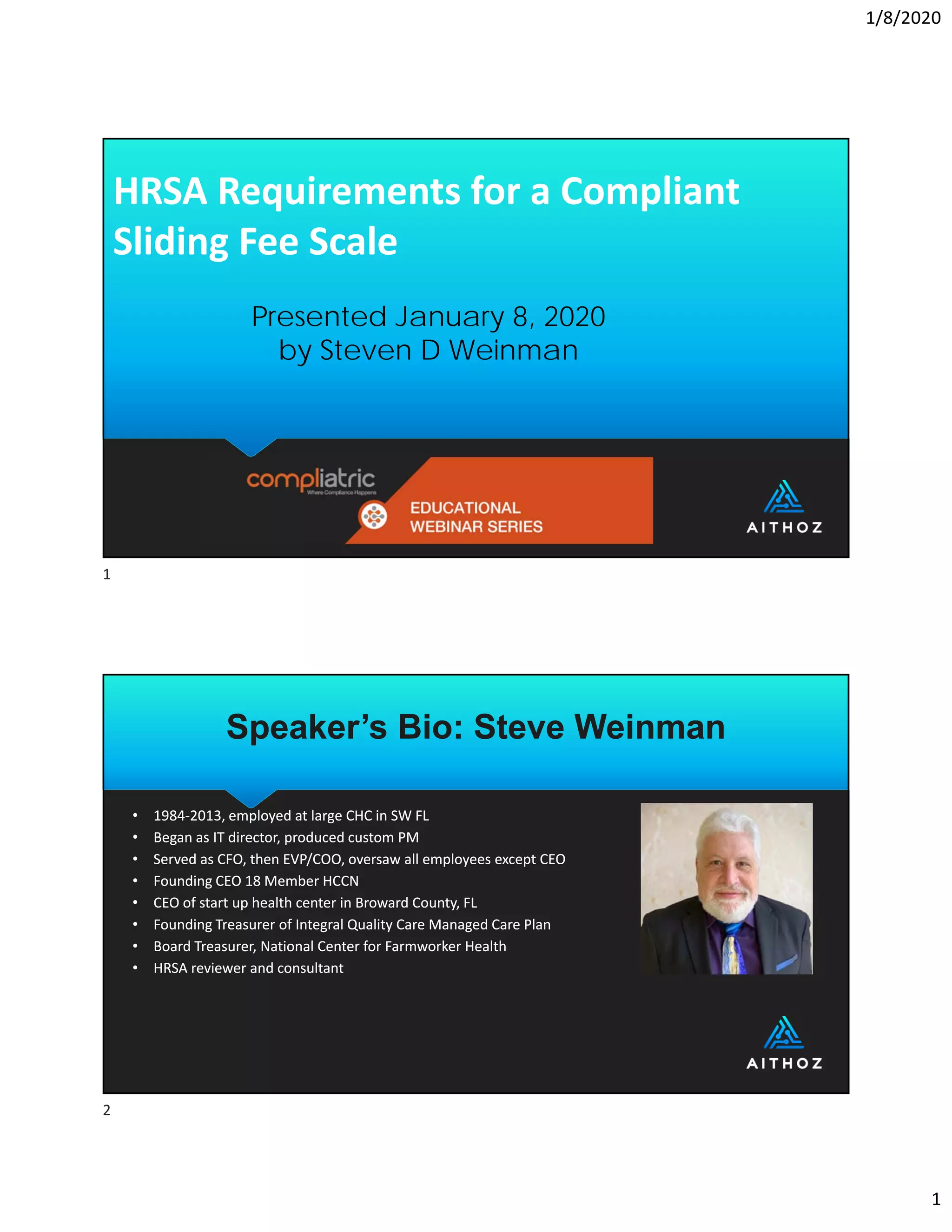 HRSA requirements for a compliant sliding fee scale | PDF