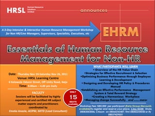 ESSENTIAL OF HUMAN RESOURCE MANAGEMENT WORKSHOP | PDF