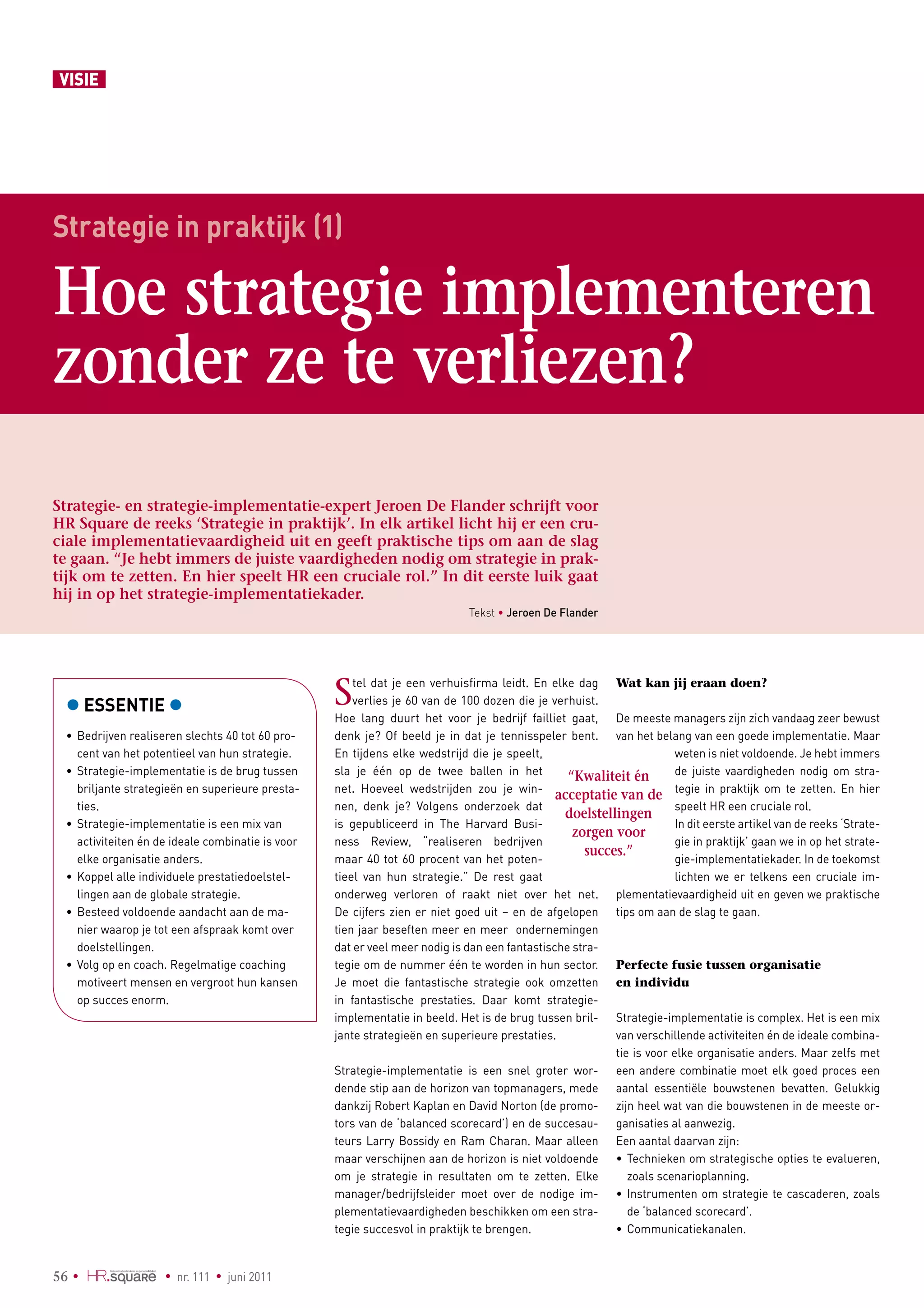 (DUTCH) Hoe strategie implementeren zonder ze te verliezen | PDF