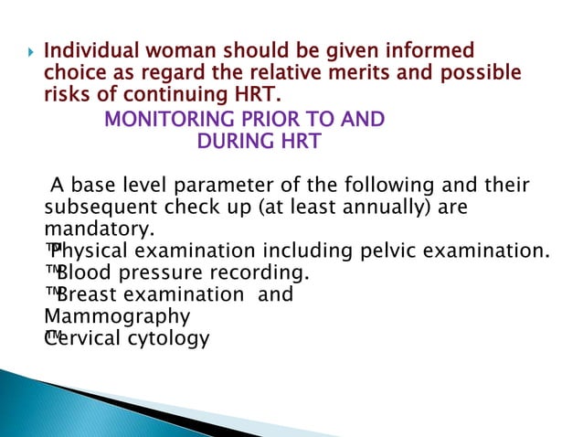 HORMONE REPLACEMENT THERAPY (HRT) | PPTX | Menopause | Endocrine and ...