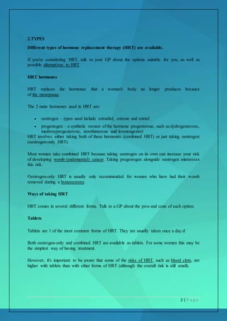 HORMONE REPLACEMENT THERAPY | PDF