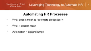 Transitioning to HR Tech: Leveraging Technology to Automate HR | PPT
