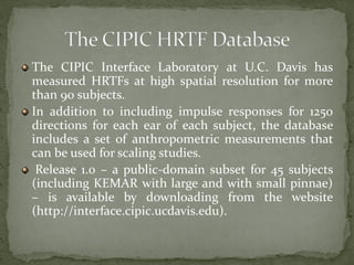 HRTF Project Presentation | PDF | Digital Audio | Computer Software and ...