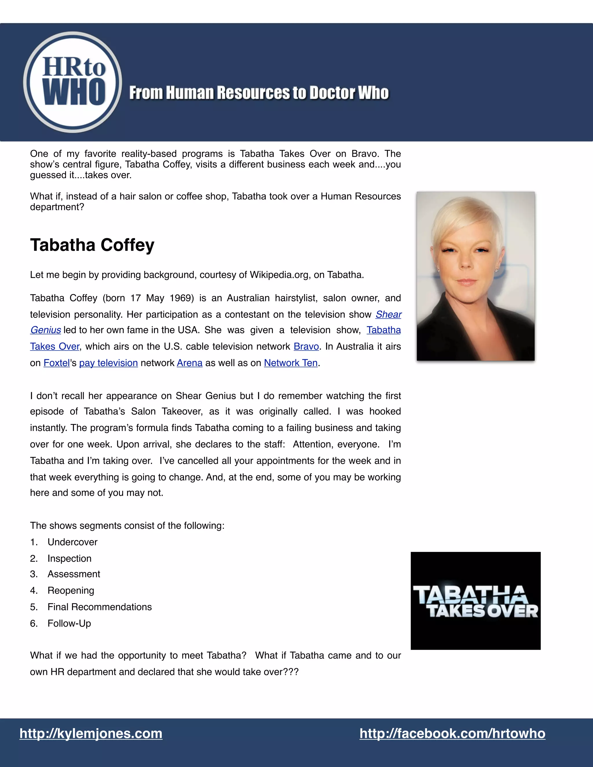HR to WHO: Tabatha Coffey | PDF