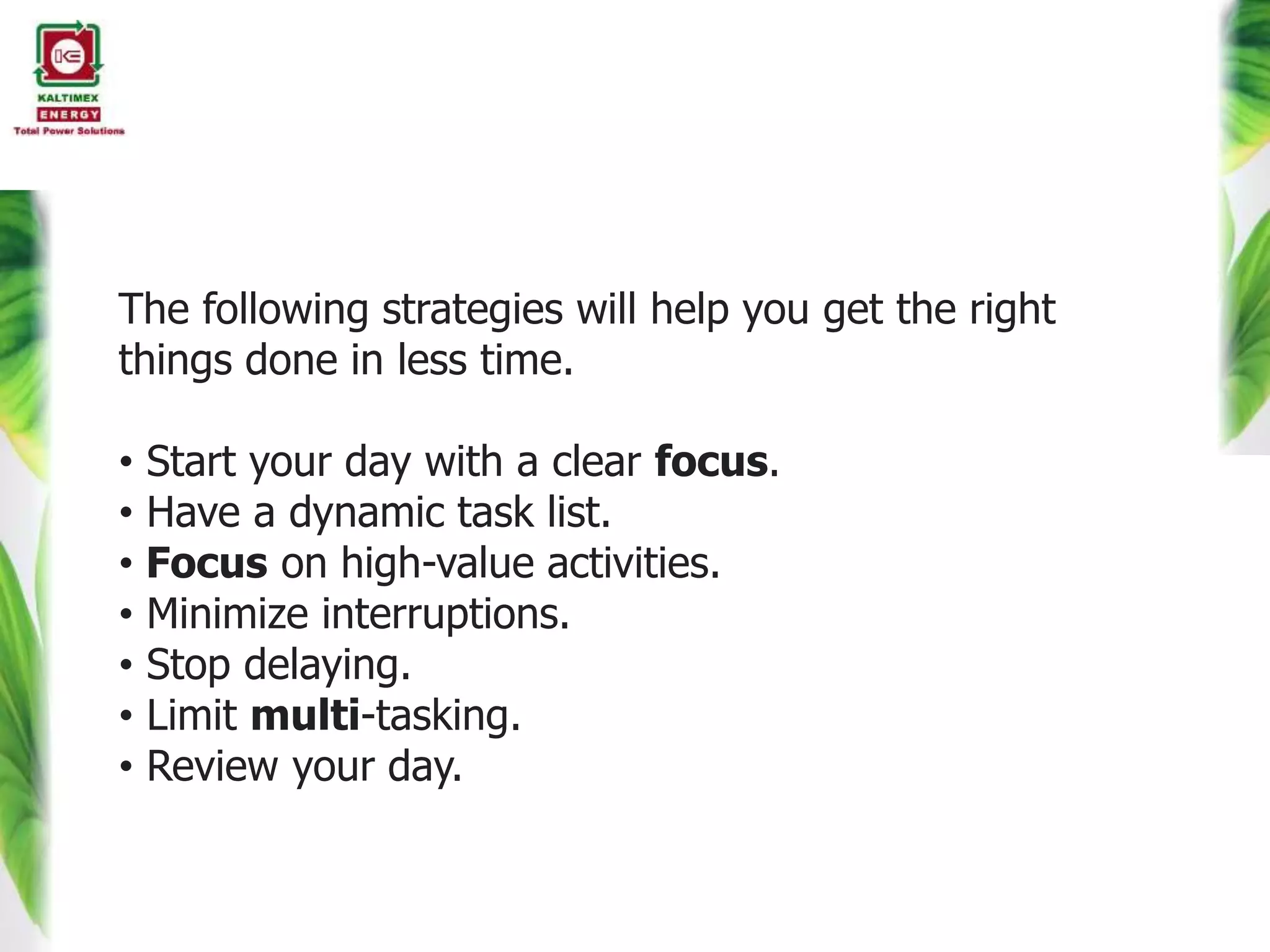 Traininh on Time Management | PPT