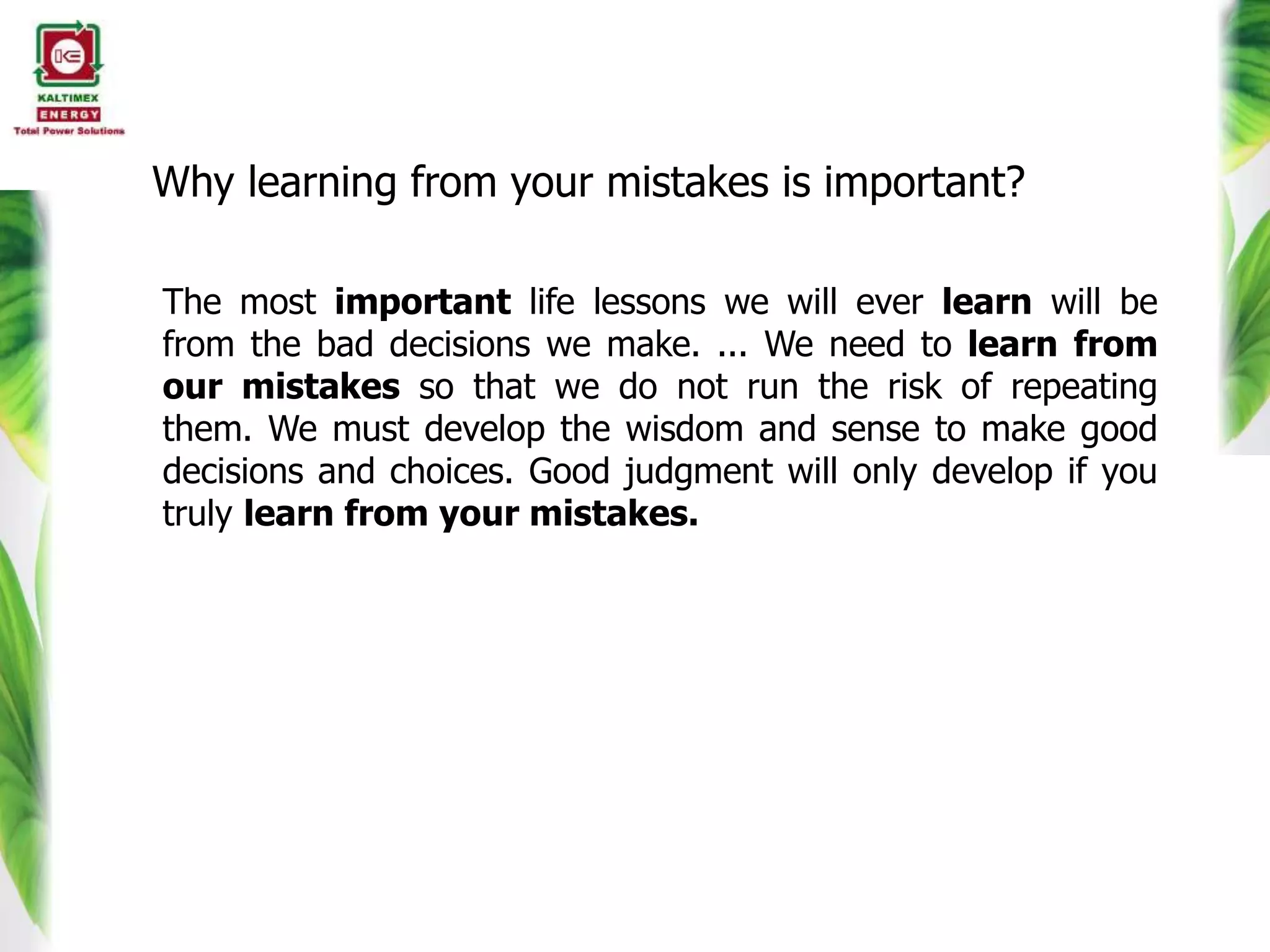 Training on Learning from Mistakes | PPTX