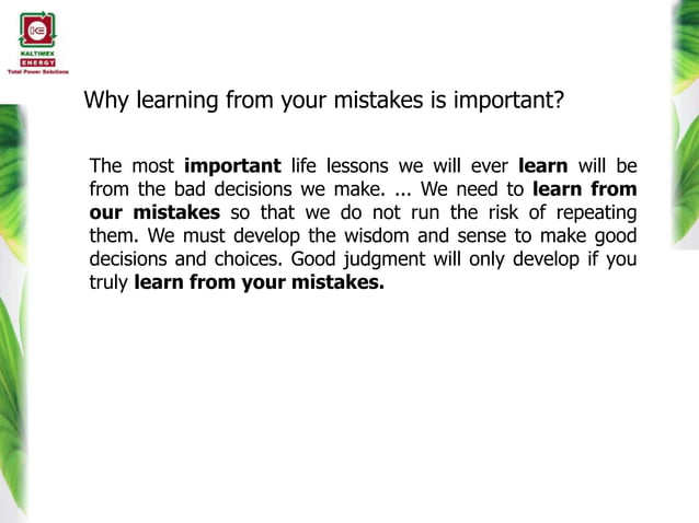 Training on Learning from Mistakes | PPTX | Career Advice | Careers