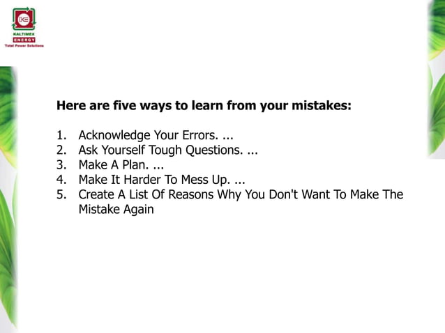 Training on Learning from Mistakes | PPTX | Career Advice | Careers