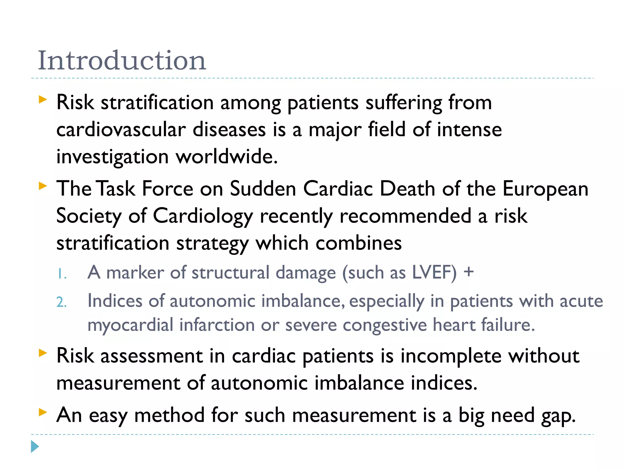 Risk stratification in post cardiac event cases | PPT