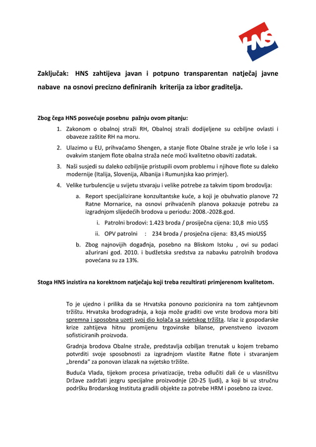 Hrvatska Obalna straža - sažetak za novinare | PDF