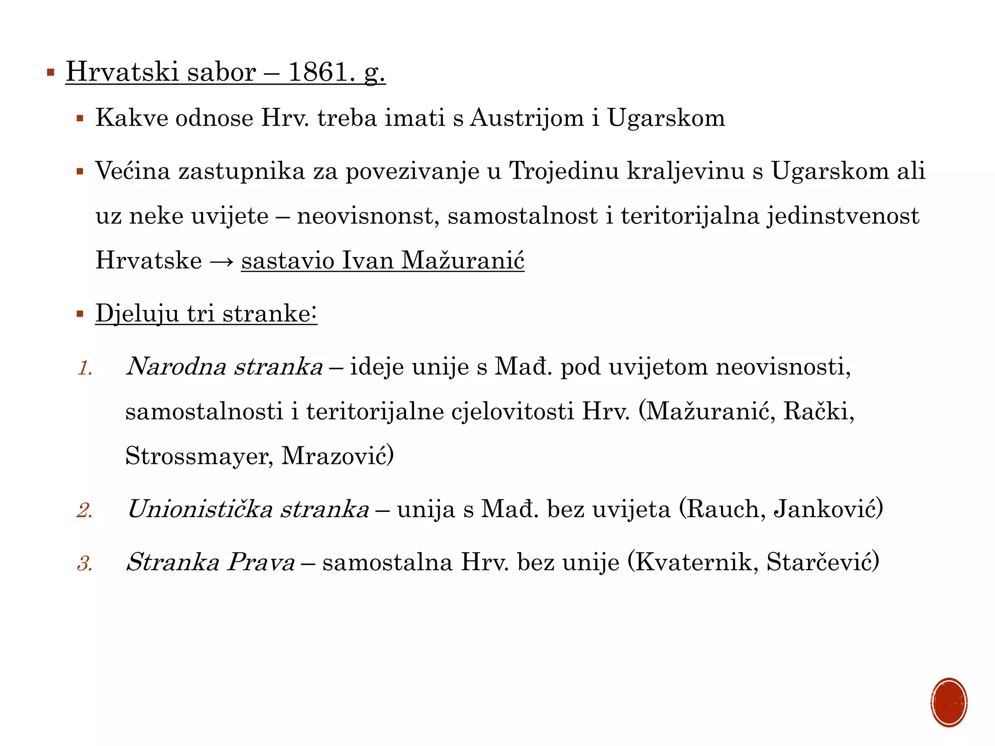 Hrvatski sabor 1861 | PPTX