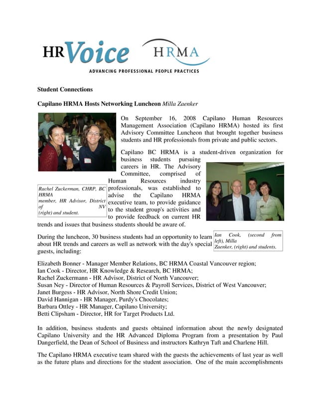 Hr Voice Capilano HRMA | PDF