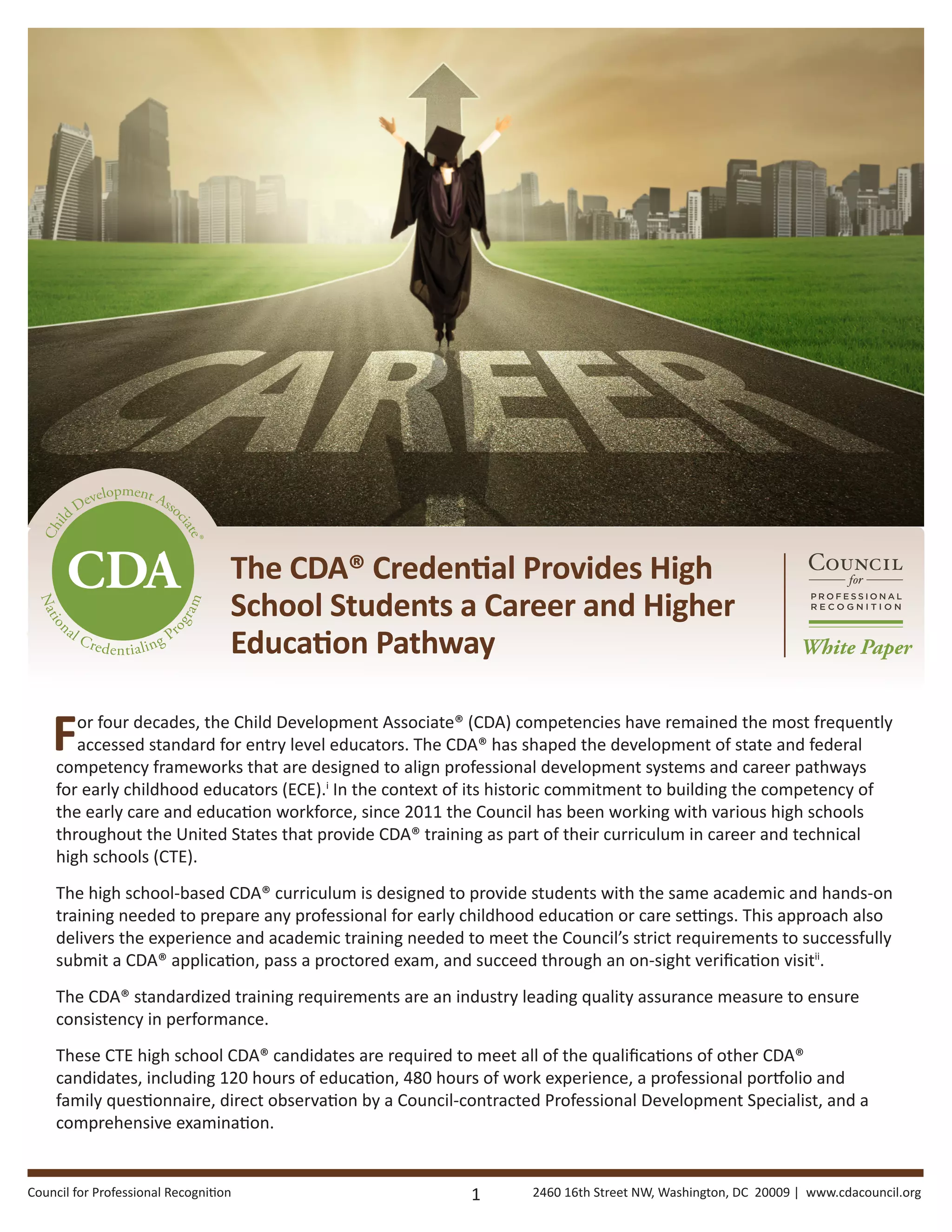 The CDA® Credential Provides High School Students a Career and Higher ...